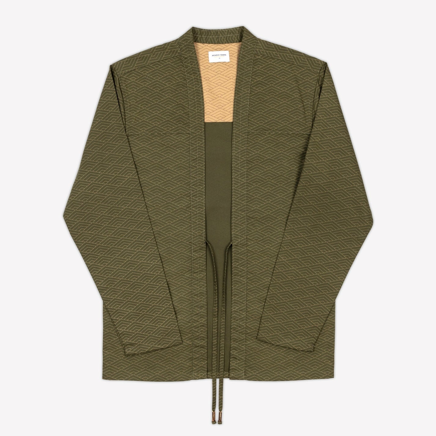 Noragi Jacket - Army Green Wave | AKASHI-KAMA Kimono Shirt